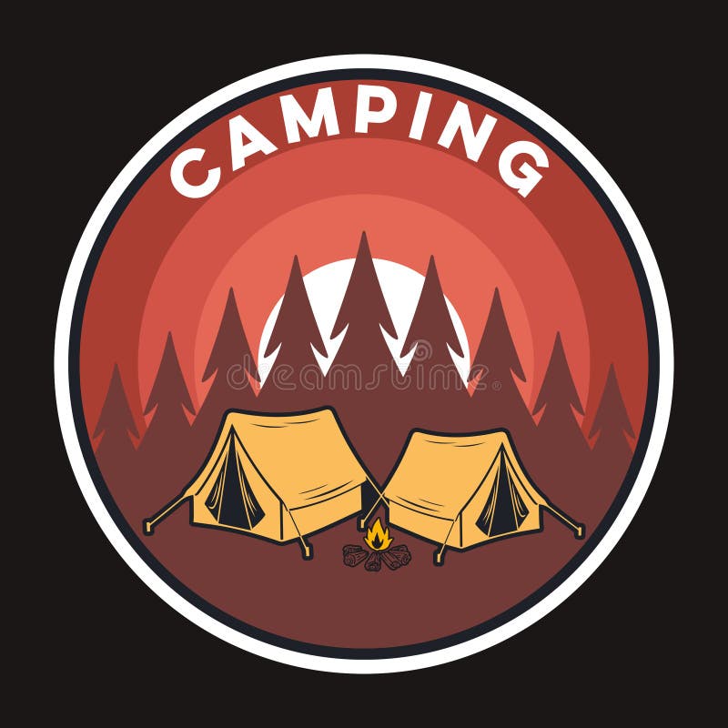 Mountain Outdoor Camping Emblem Patch Logo Poster Label Vector ...