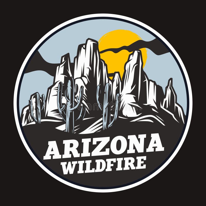Arizona Cactus Tree Emblem Patch Logo Poster Label Vector Illustration ...