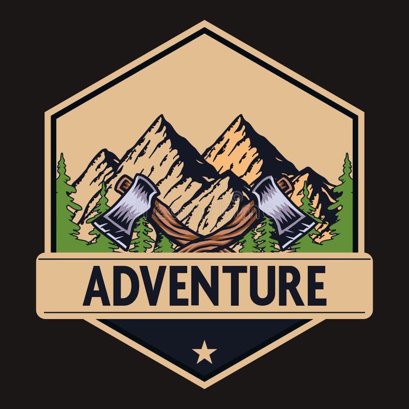 Mountain Outdoor Adventure Emblem Patch Logo Poster Label Vector ...