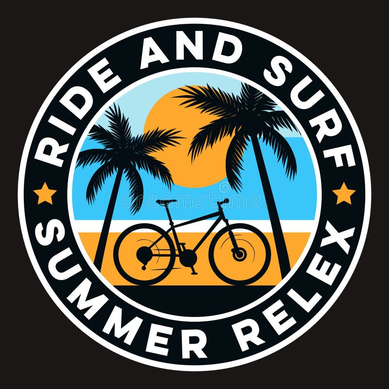 Summer Sunset Beach Emblem Patch Logo Poster Label Vector Illustration ...