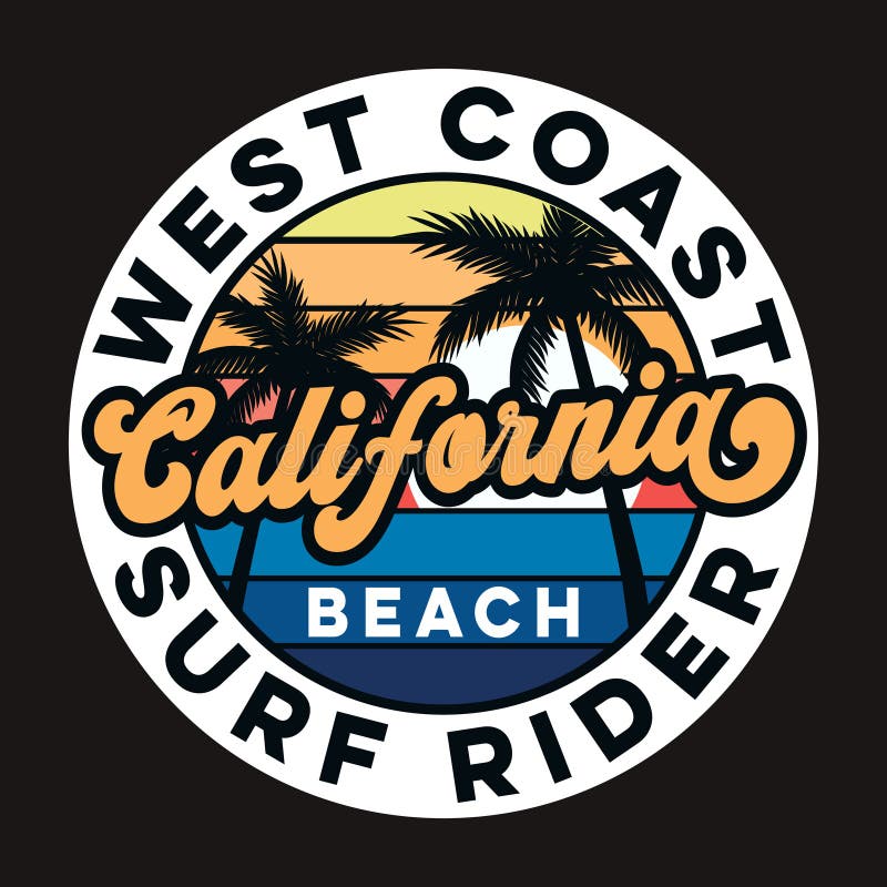 Summer Sunset Beach Emblem Patch Logo Poster Label Vector Illustration ...