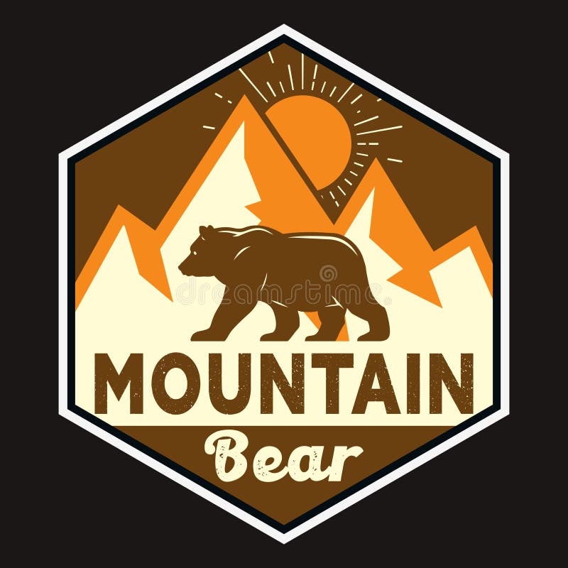 Mountain Outdoor Bear Emblem Patch Logo Poster Label Vector ...