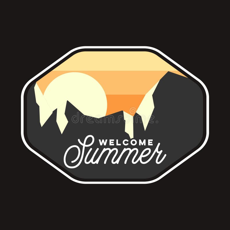 Summer Sunset Beach Emblem Patch Logo Poster Label Vector Illustration ...