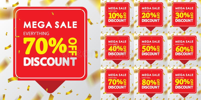 Red Flat Bubble Speech Special Offer, Coupons, and Off Discount Set ...