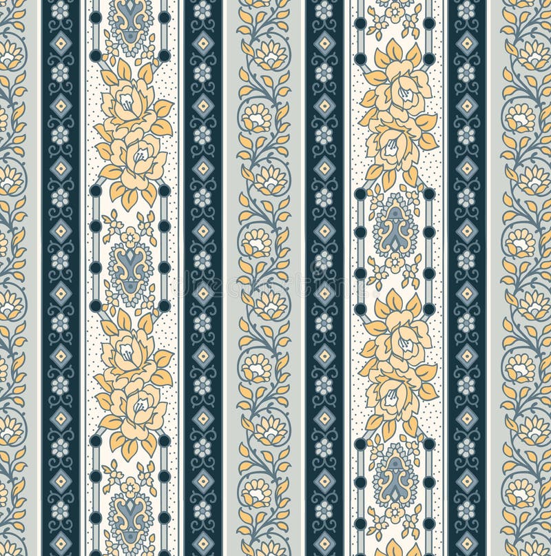 Paisley Striped Seamless Pattern. Floral Wallpaper. Stock Vector ...