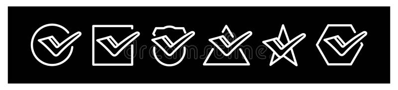.black Check Mark Icon Set Isolated on White Background Stock ...