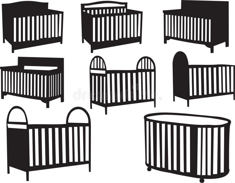Baby Crib silhouette Set stock vector. Illustration of material - 267118587