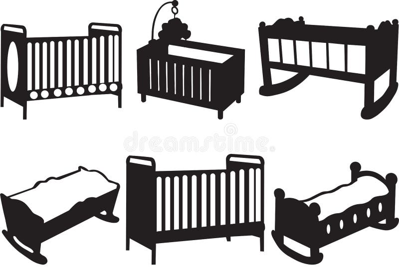 Baby Crib silhouette Set stock vector. Illustration of reflection ...