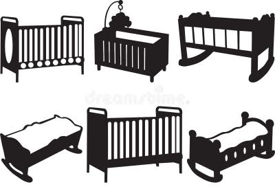 Baby Crib silhouette Set stock vector. Illustration of reflection ...