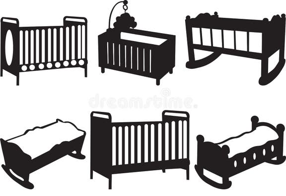 Baby Crib silhouette Set stock vector. Illustration of reflection ...