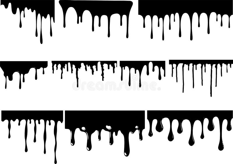 Dripping Borders Silhouette Set Stock Vector - Illustration of ...