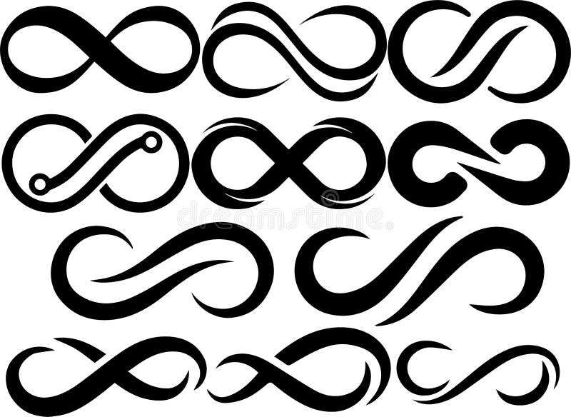 Infinity Sign Silhouette Set Stock Vector - Illustration of engagement ...
