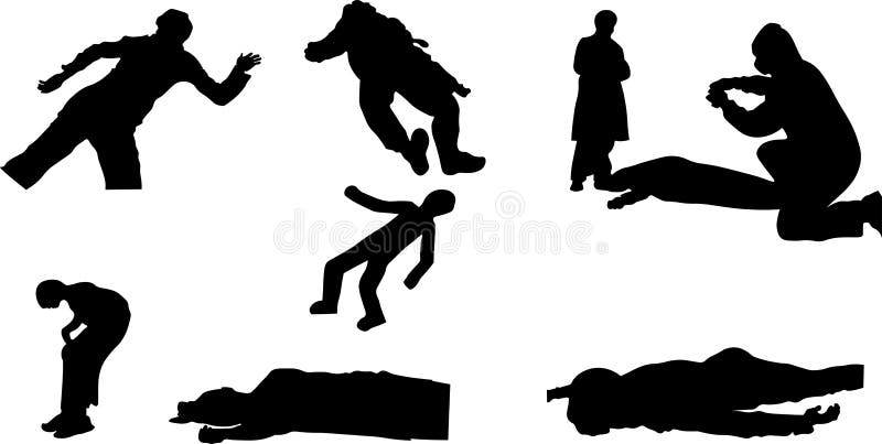 Crime Scene Murder Silhouette Set Stock Vector - Illustration of human ...