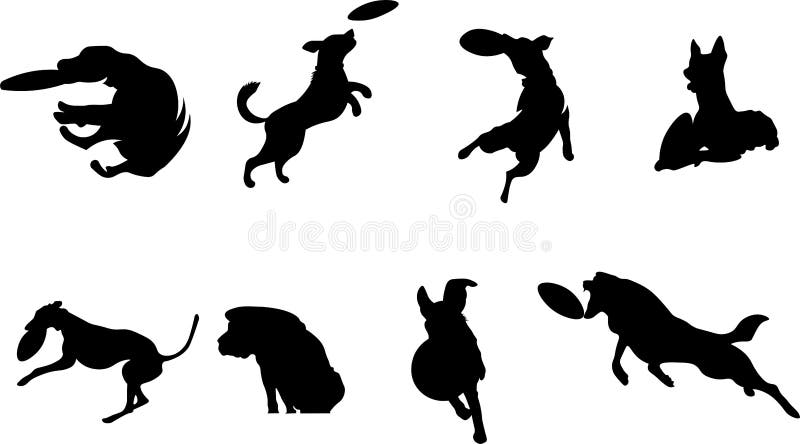 Frisbee Dog silhouette Set stock vector. Illustration of collar - 267121547