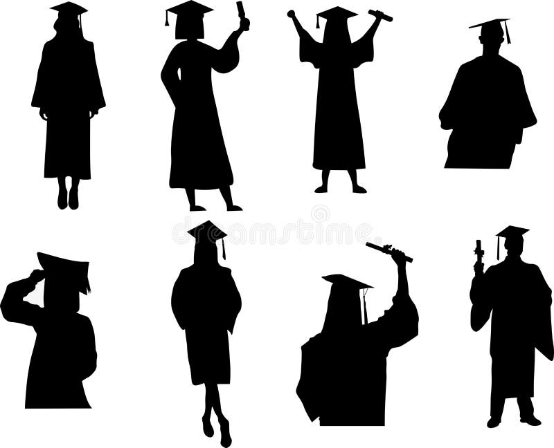 Graduation silhouette Set stock vector. Illustration of badge - 267121561