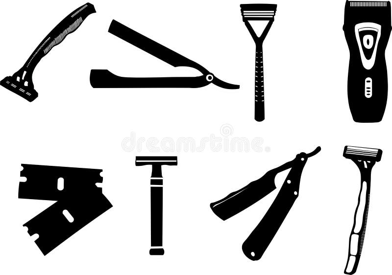 Blade Razor silhouette Set stock vector. Illustration of brush - 267121612