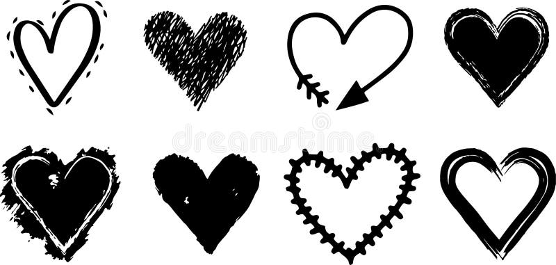 Paint Heart silhouette set stock vector. Illustration of drip - 267121813