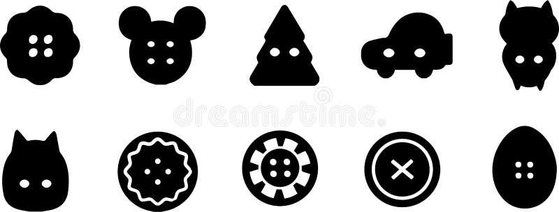 Sewing Button Silhouette Set Stock Vector - Illustration of simplicity ...