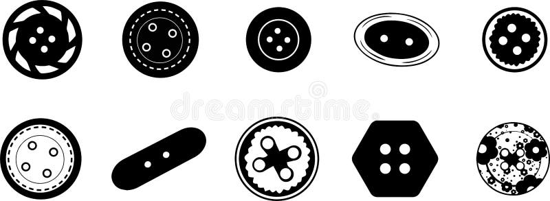 Sewing Button Silhouette Set Stock Vector - Illustration of outline ...
