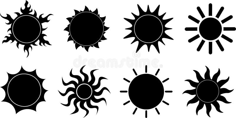 Sun silhouette set stock vector. Illustration of outline - 267122004