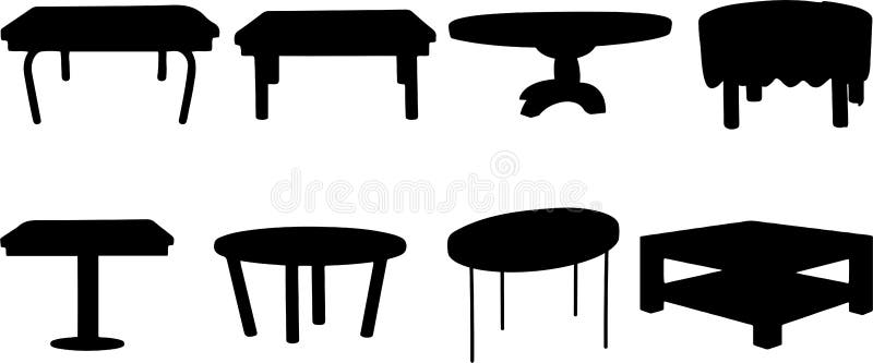 Table Silhouette Set, Silhouette Set, Table Icon, Table Set Stock ...