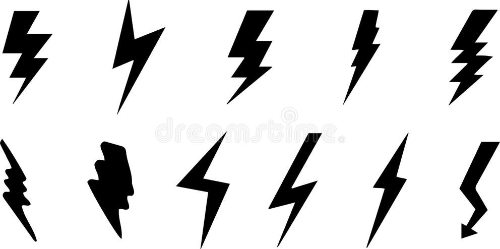 Thunder Silhouette Set, Thunder Silhouette Set, Thunder Icon, Tower ...