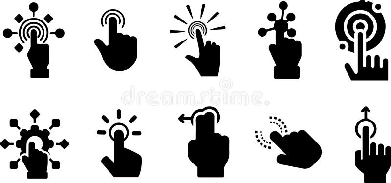 Smart Phone Functions & Gestures Icons. Touch Screen Silhouette Set ...