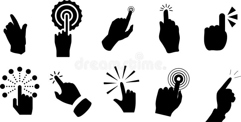 Smart Phone Functions & Gestures Icons. Touch Screen Silhouette Set ...