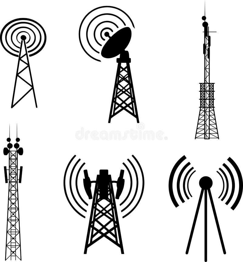Tower Signal , Tower Signal Silhouette Set, Tower Signal Icon, Tower ...