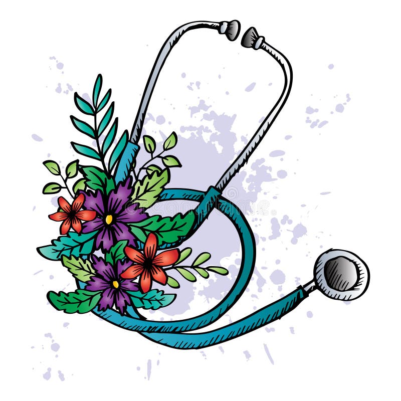 Stethoscope with Floral Decoration. Stock Illustration - Illustration ...