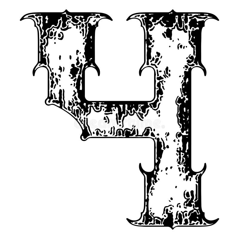 Neo-gothic Decorative Number.Vector Medieval Font. Stock Illustration ...