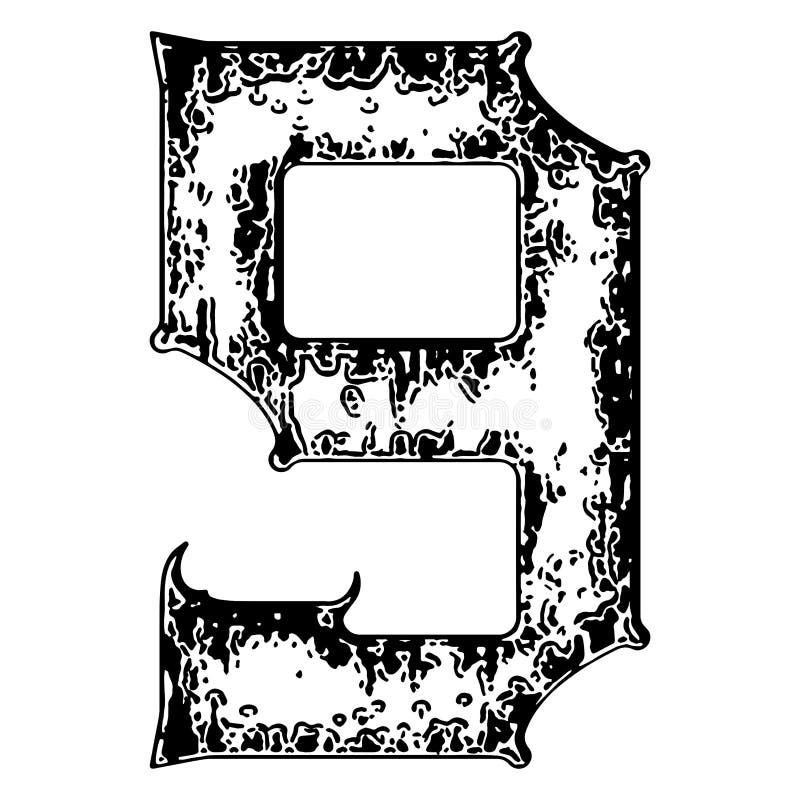 Neo-gothic Decorative Number.Vector Medieval Font. Stock Illustration ...