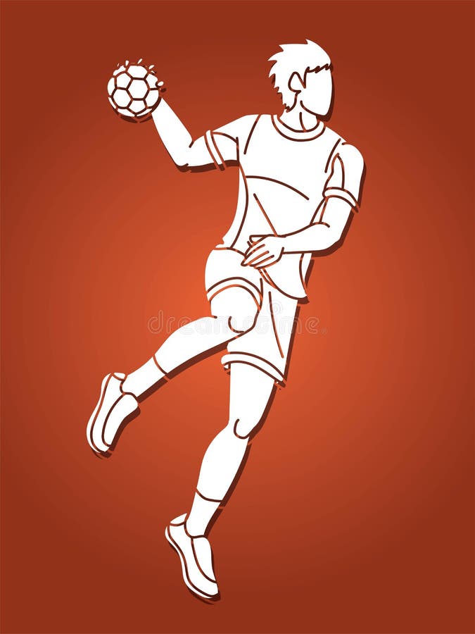 Handball Sport Male Player Team Action Cartoon Graphic Vector Stock ...
