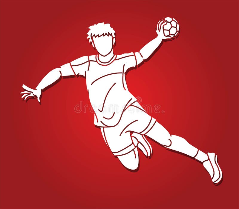Handball Sport Male Player Team Action Cartoon Graphic Vector Stock ...