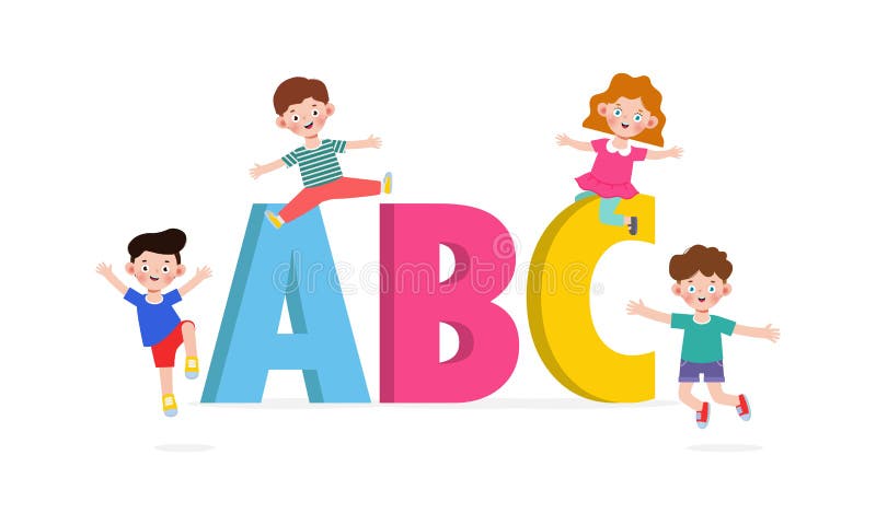 Cartoon Children with ABC Letters, School Kids with ABC, Child with ABC ...