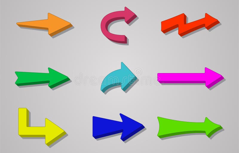 Cartoons Colorful Arrow Trendy Collection of Different Curves Arrow ...
