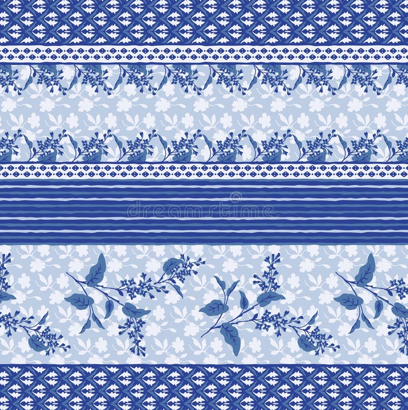 Ornament Border Design - with Blue Floral Composition the Leaves and ...