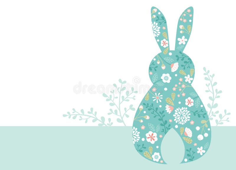 A Floral Pattern Spring Bunny Shape Stock Vector - Illustration of ...