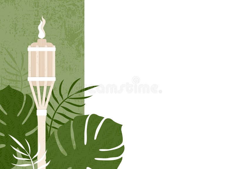 A Tiki Torch and Palm Fronds Stock Vector - Illustration of summer ...