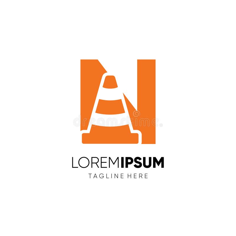 Letter N Traffic Cone Logo Design Vector Icon Graphic Emblem ...