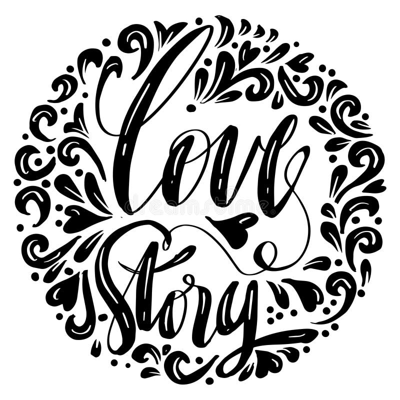 Words Love Story, Hand Lettering. Stock Illustration - Illustration of ...