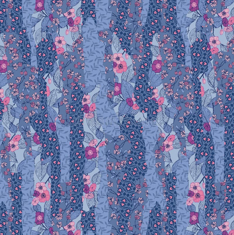 Decorative Seamless Floral Patchwork Pattern with Flowers. Stock Vector ...