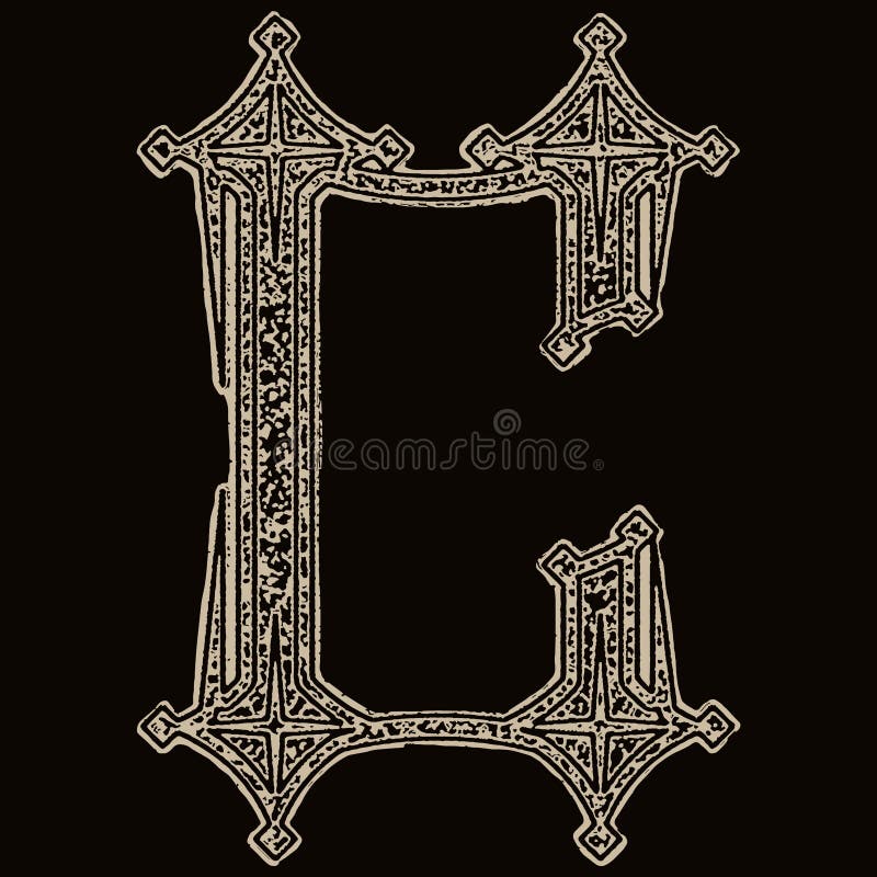 Neo-gothic Decorative Letter.Vector Medieval Font. Stock Vector ...