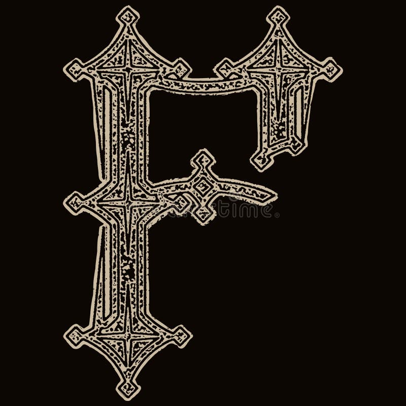 Neo-gothic Decorative Letter.Vector Medieval Font. Stock Vector ...