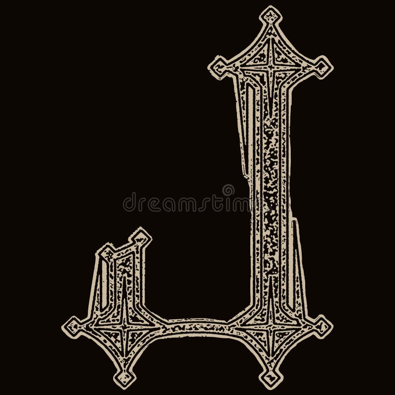 Neo-gothic Decorative Letter.Vector Medieval Font. Stock Vector ...