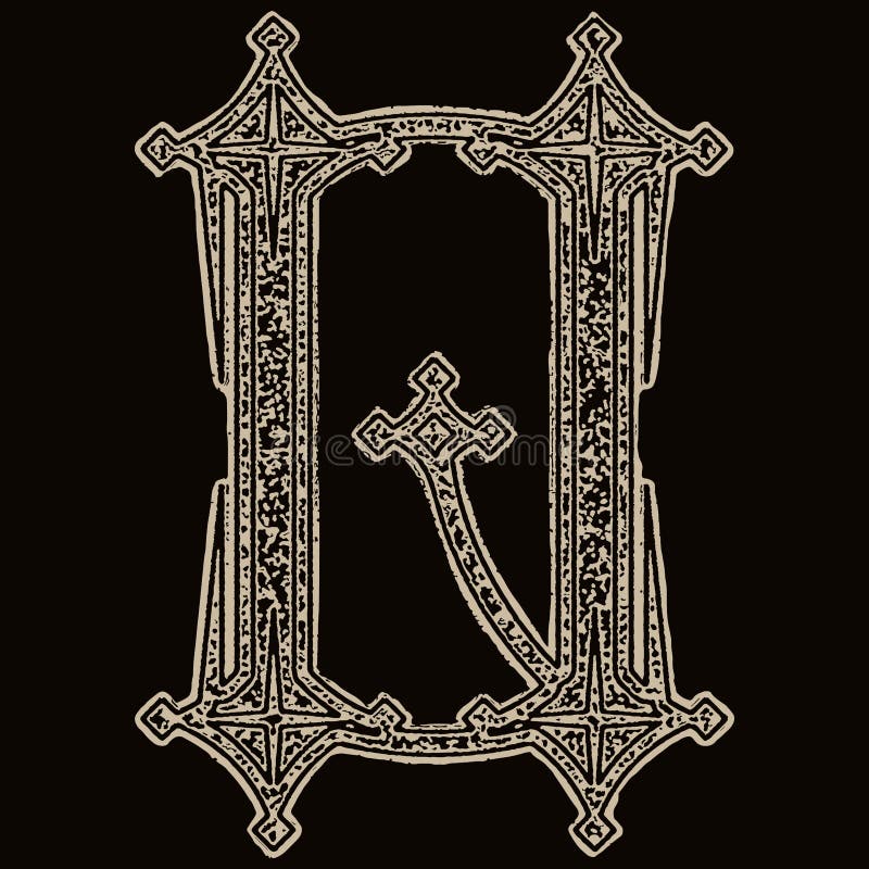 Neo-gothic Decorative Letter.Vector Medieval Font. Stock Vector ...