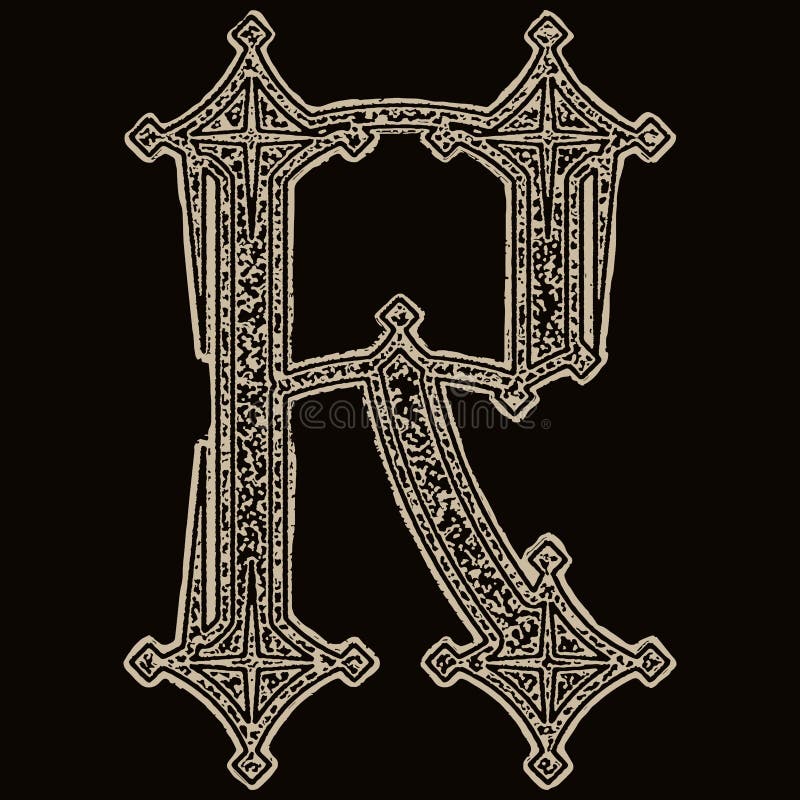 Neo-gothic Decorative Letter.Vector Medieval Font. Stock Vector ...