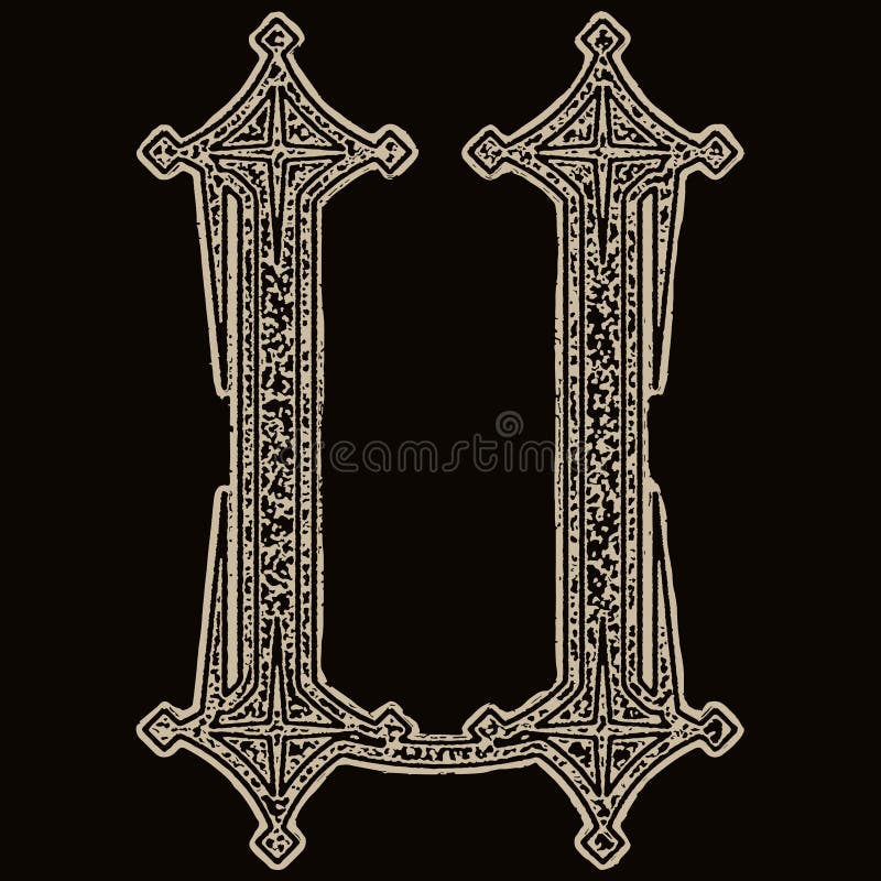 Neo-gothic Decorative Letter.Vector Medieval Font. Stock Illustration ...