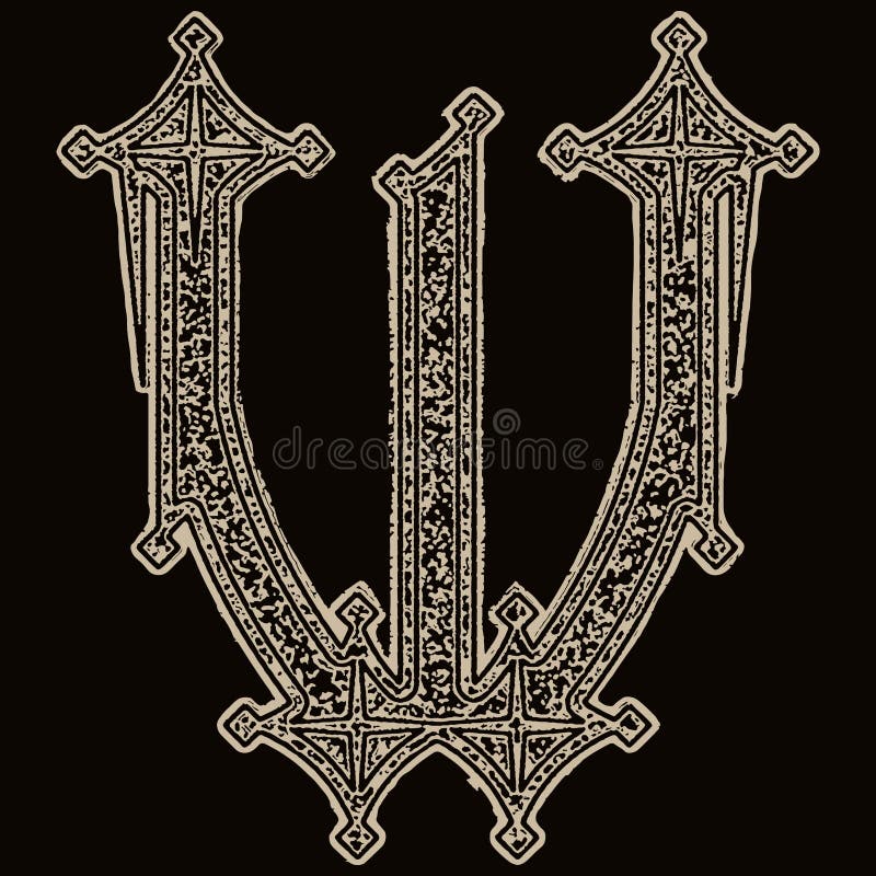 Neo-gothic Decorative Letter.Vector Medieval Font. Stock Illustration ...