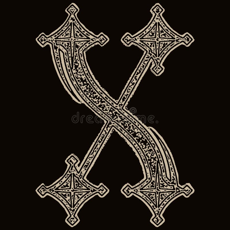 Neo-gothic Decorative Letter.Vector Medieval Font. Stock Illustration ...